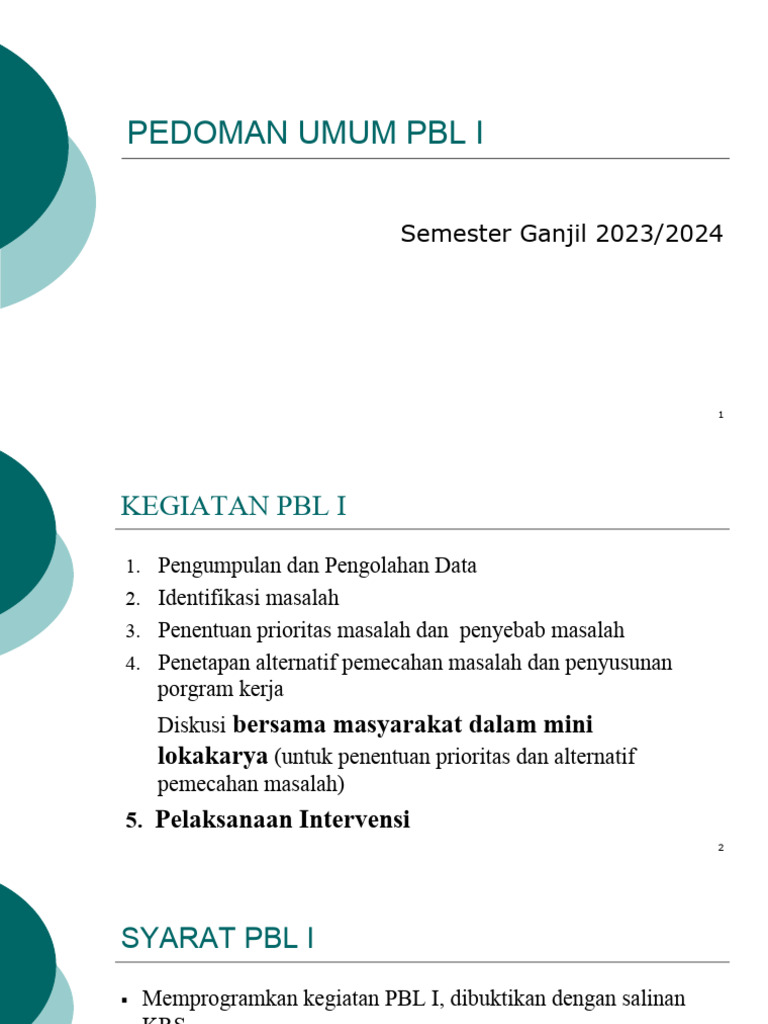 Panduan Pelaksanaan PBL I 2023/2024 | PDF
