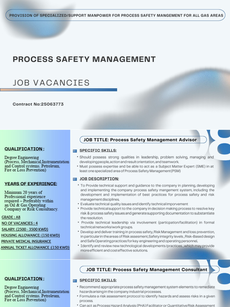 Process Safety Management - Job Ads | PDF | Risk | Risk Assessment