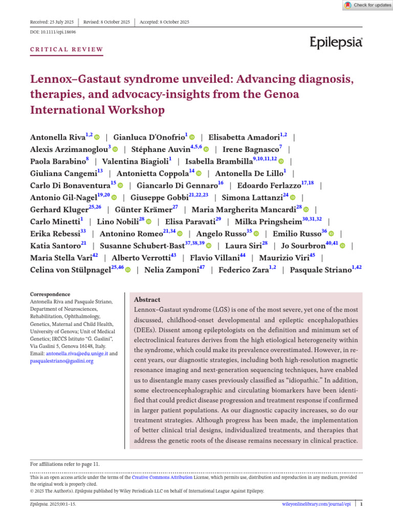 Advancements in Lennox-Gastaut Syndrome | PDF | Epilepsy | Clinical ...
