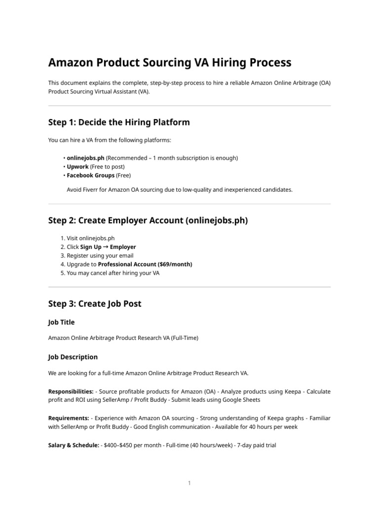 Amazon Va Hiring Process (Step-By-step) | PDF
