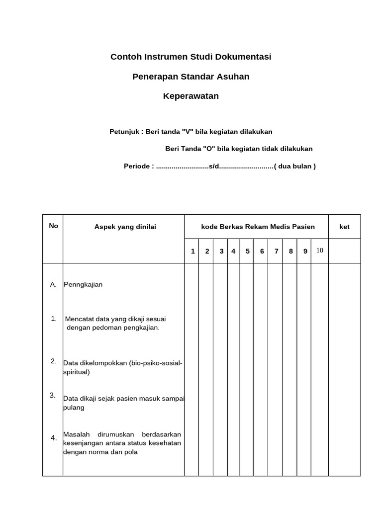 Contoh Instrumen Studi Dokumentasi Clinical Audit Compress Dikonversi | PDF