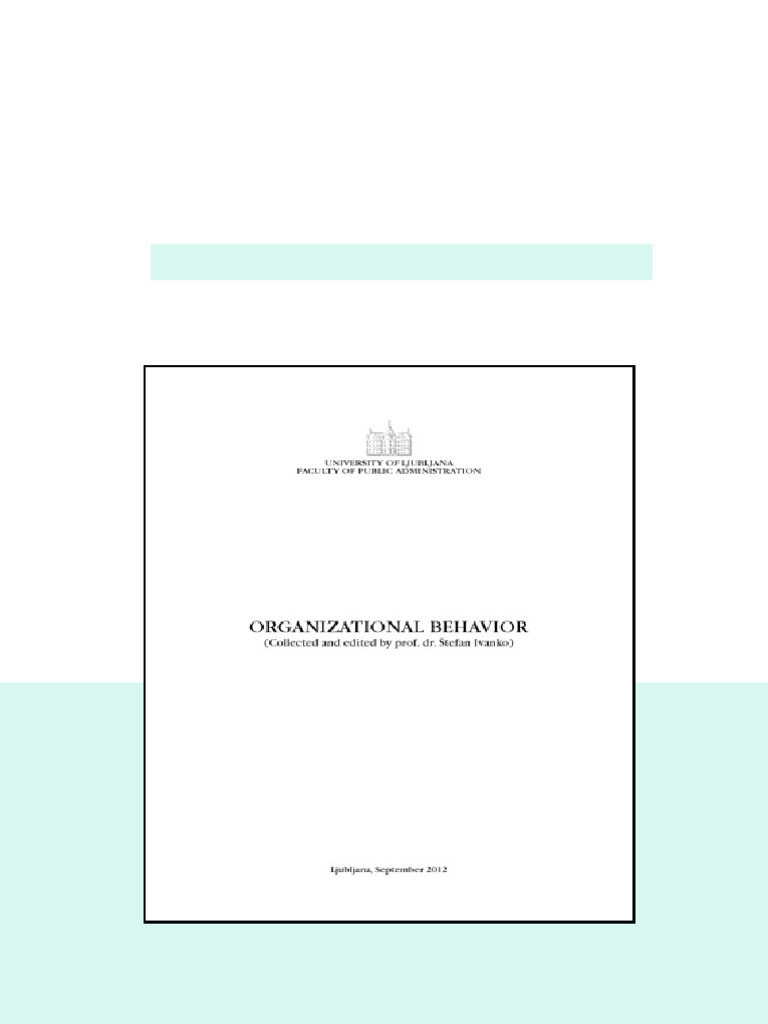 Organizational Behavior 1 Objava Ivanko Tefan newest edition 2025 | PDF ...