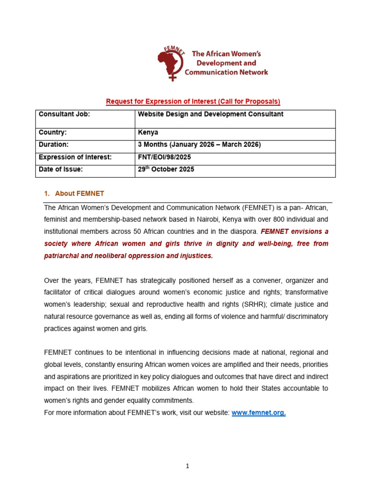 FEMNET Website Development Consultant EOI | PDF | Web Development ...