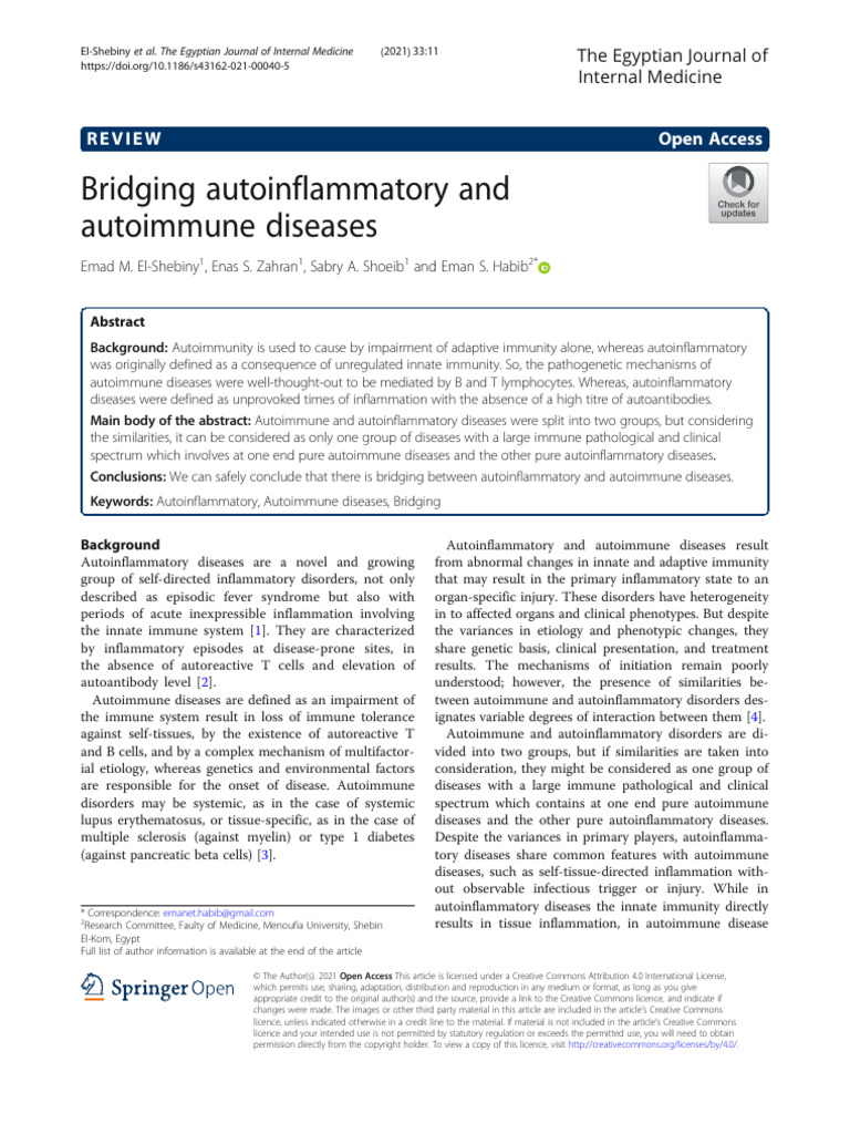 Bridging Autoimmunity and Autoinflammation | PDF | Autoimmunity ...