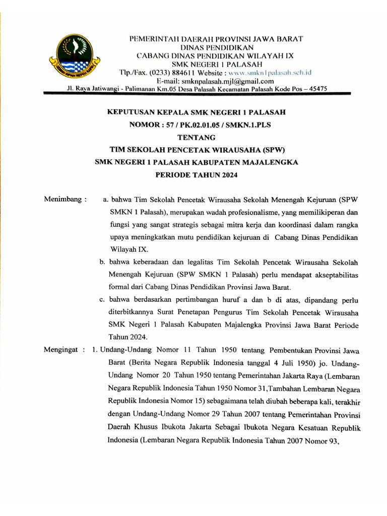 SK SPW SMKN 1 Palasah 2024 | PDF