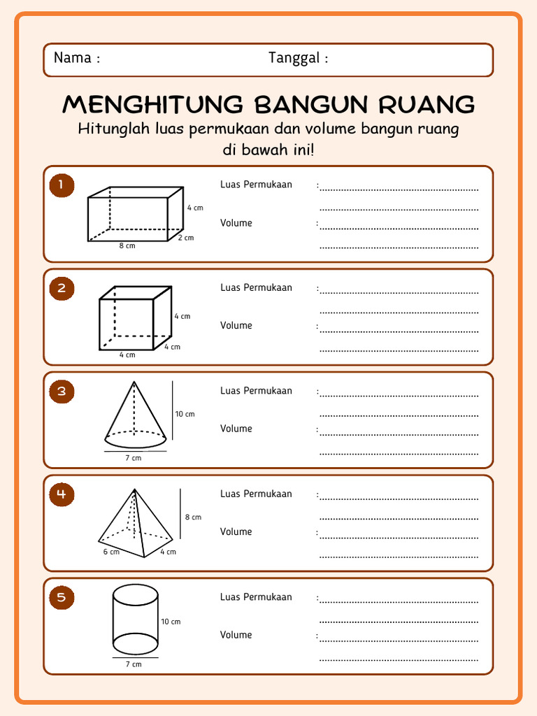 Hitung Luas Permukaan dan Volume Bangun Ruang | PDF