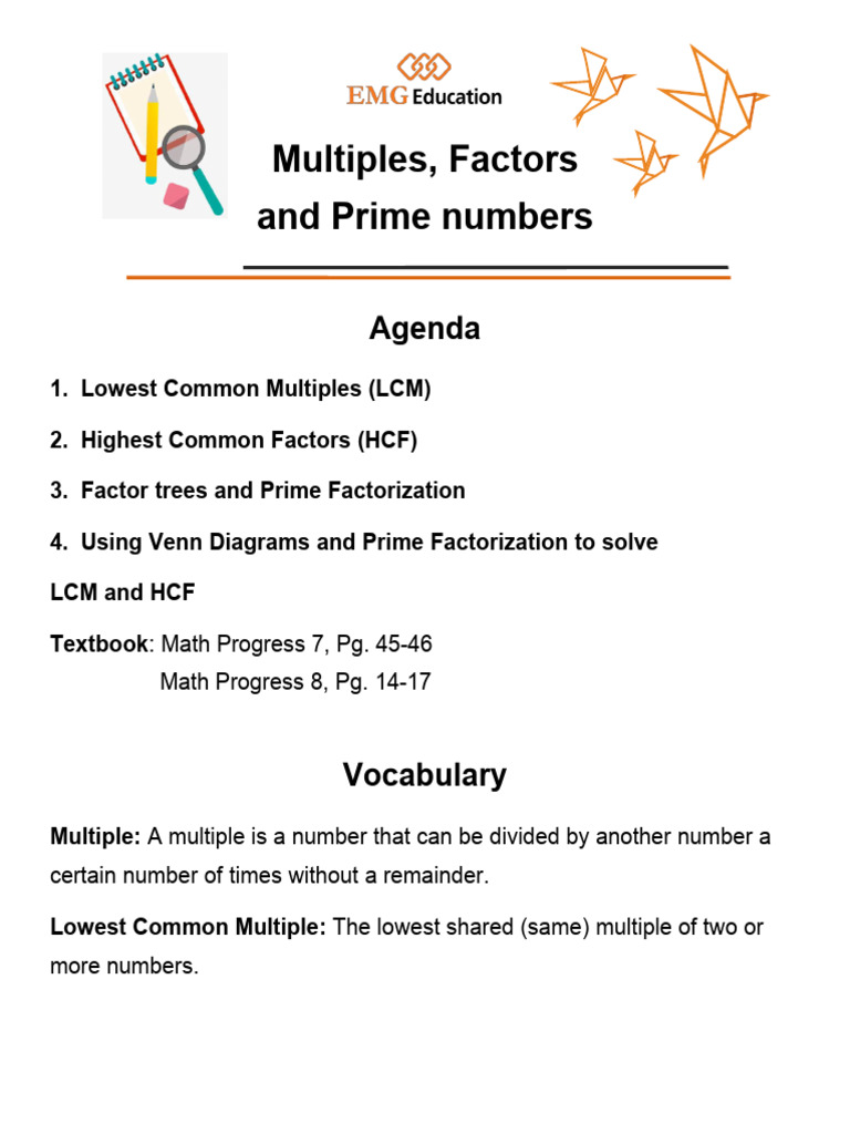 Coming Next in Maths - Multiples, Factors, and Prime Numbers | PDF