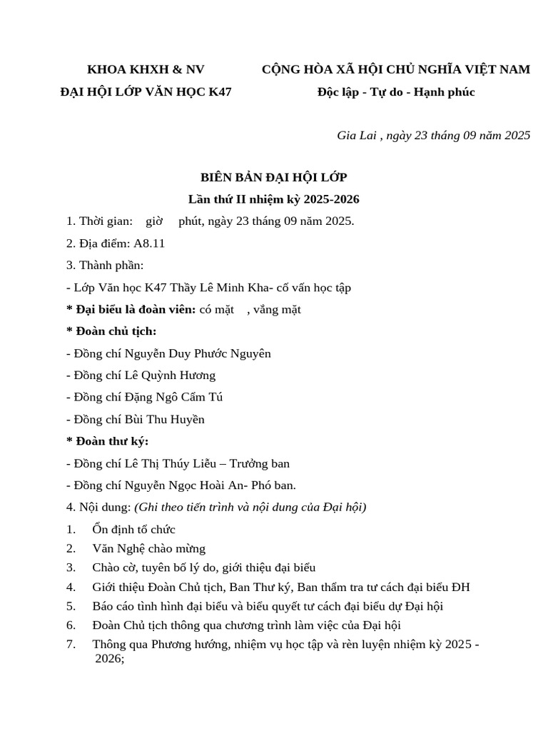 Biên Bản Đại Hội | PDF