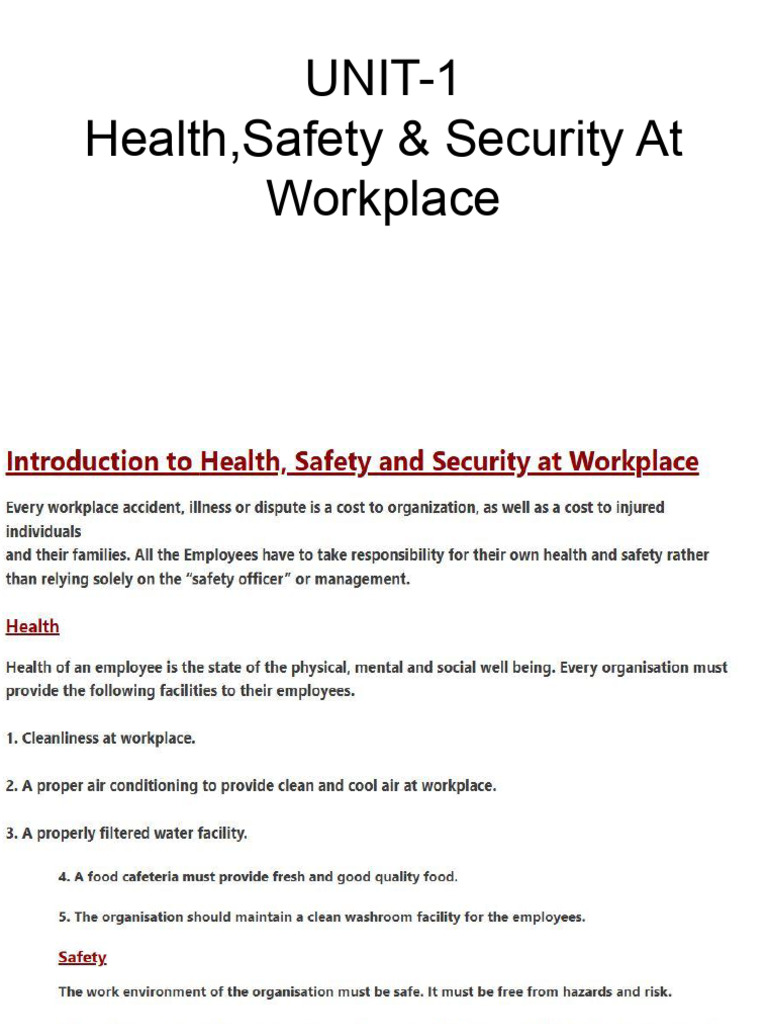 Workplace Safety and Health Guidelines | PDF