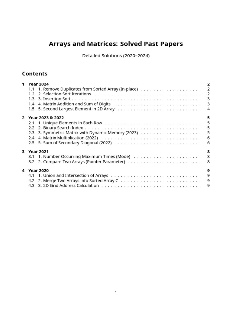 Arrays and Matrices Solutions | PDF | Matrix (Mathematics) | Pointer ...