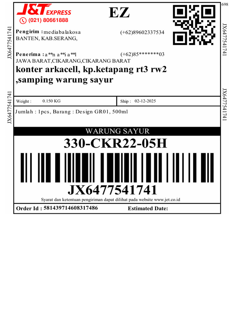 Pengiriman Design GR01 500ml ke Banten | PDF