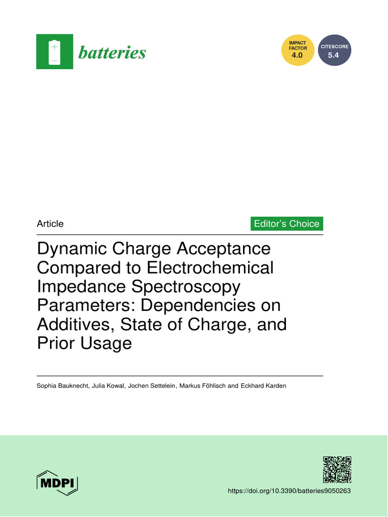 Dynamic Charge Acceptance Compared To Electrochemical Impedance ...