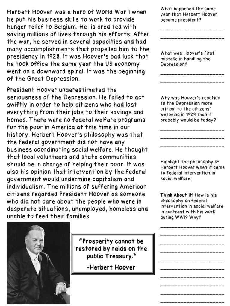 Herbert Hoover: Presidency and Great Depression | PDF | Herbert Hoover ...