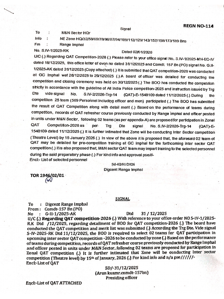 Regn No 114 Reg QAT Competition | PDF