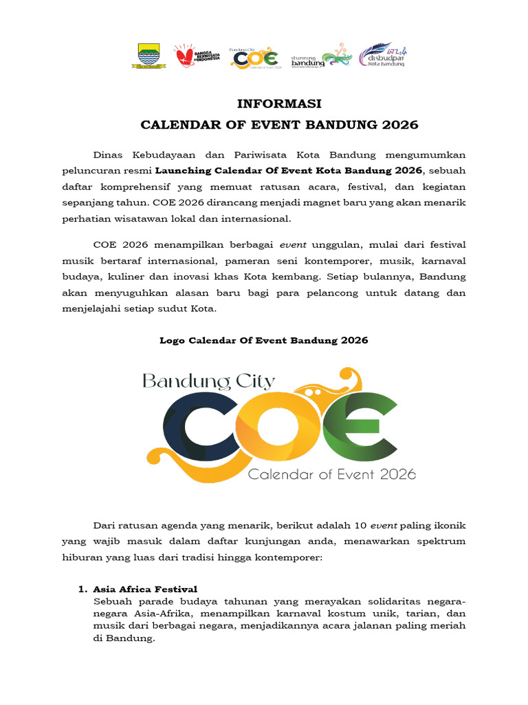 Kalender Acara Bandung 2026: Festival Menarik | PDF