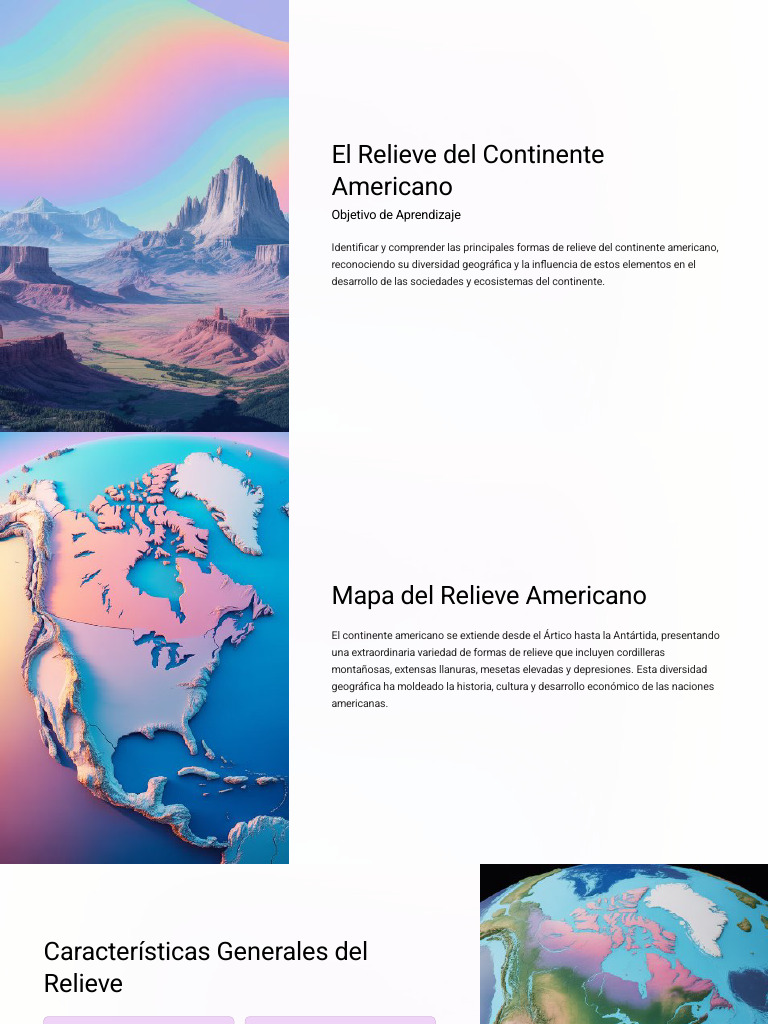 Relieve del Continente Americano | PDF | Montañas | Américas