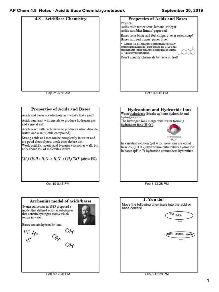 Acid and Base Chemistry Overview | PDF | Acid | Chemistry