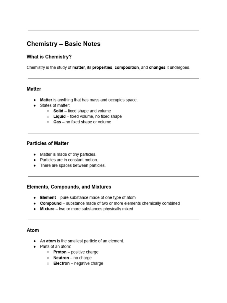 Basic Chemistry Concepts Explained | PDF
