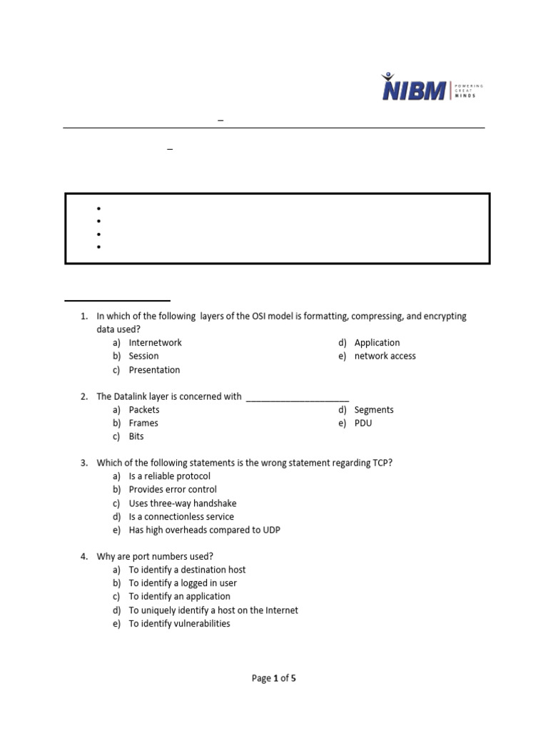 DSE 23.1F Computer Networks | PDF | Computer Network | Internet ...