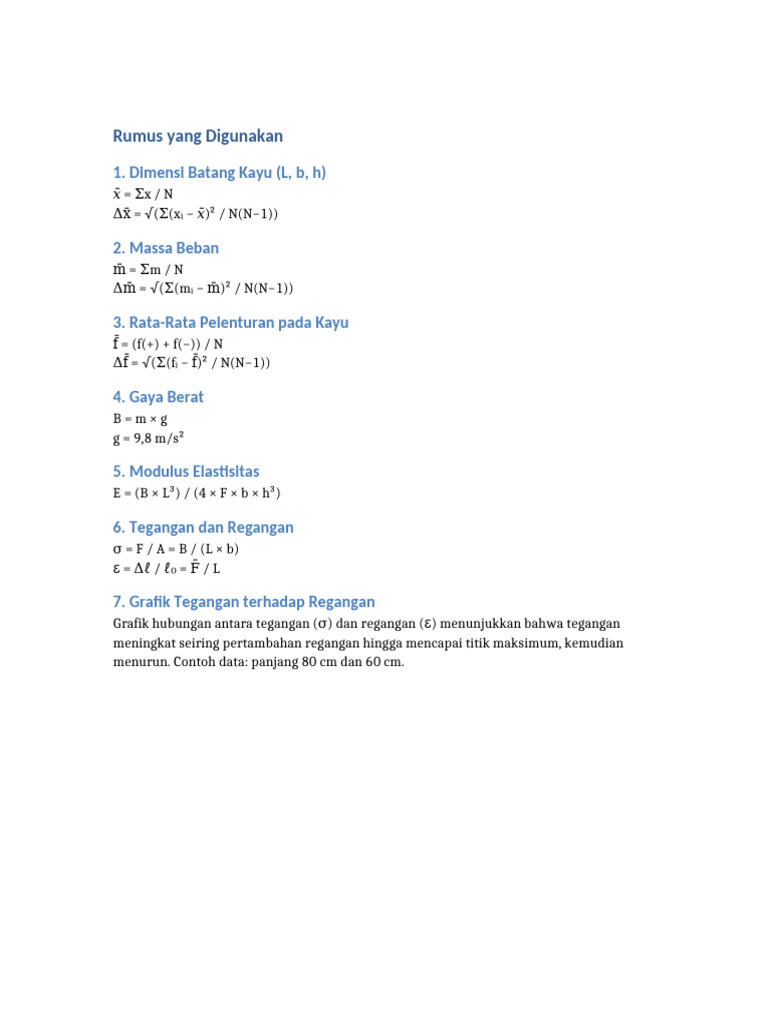 Rumus Pelenturan dan Modulus Kayu | PDF