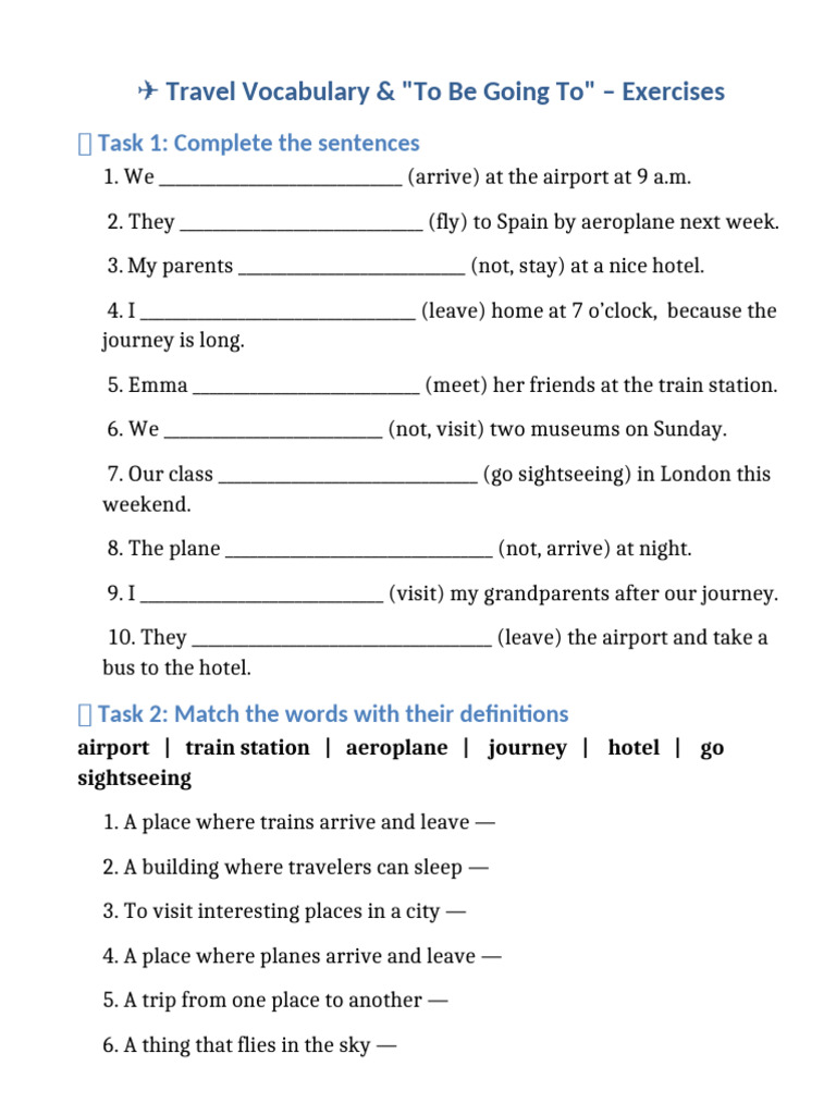 Travel Exercises With Images | PDF