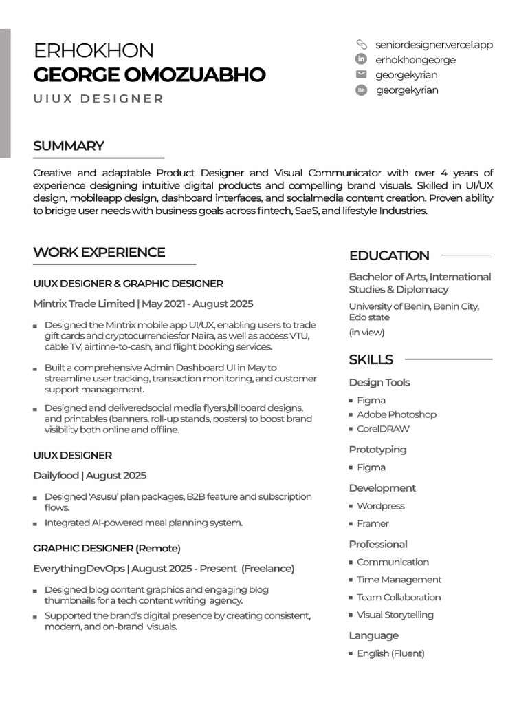 Erhokhon George CV | PDF