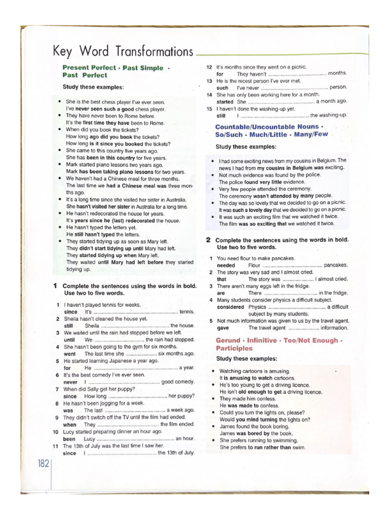 Key Word Transformations | PDF
