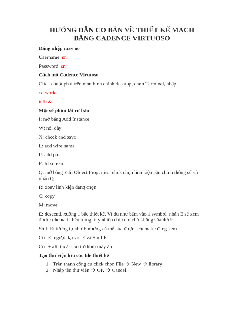 HuongDanSuDungCadence Co Ban_GOOD | PDF