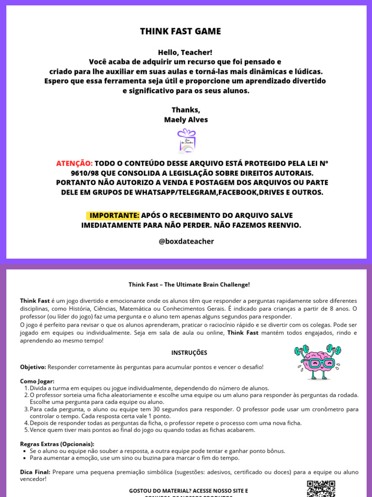 Think Fast Game Iirjxi 1 | PDF