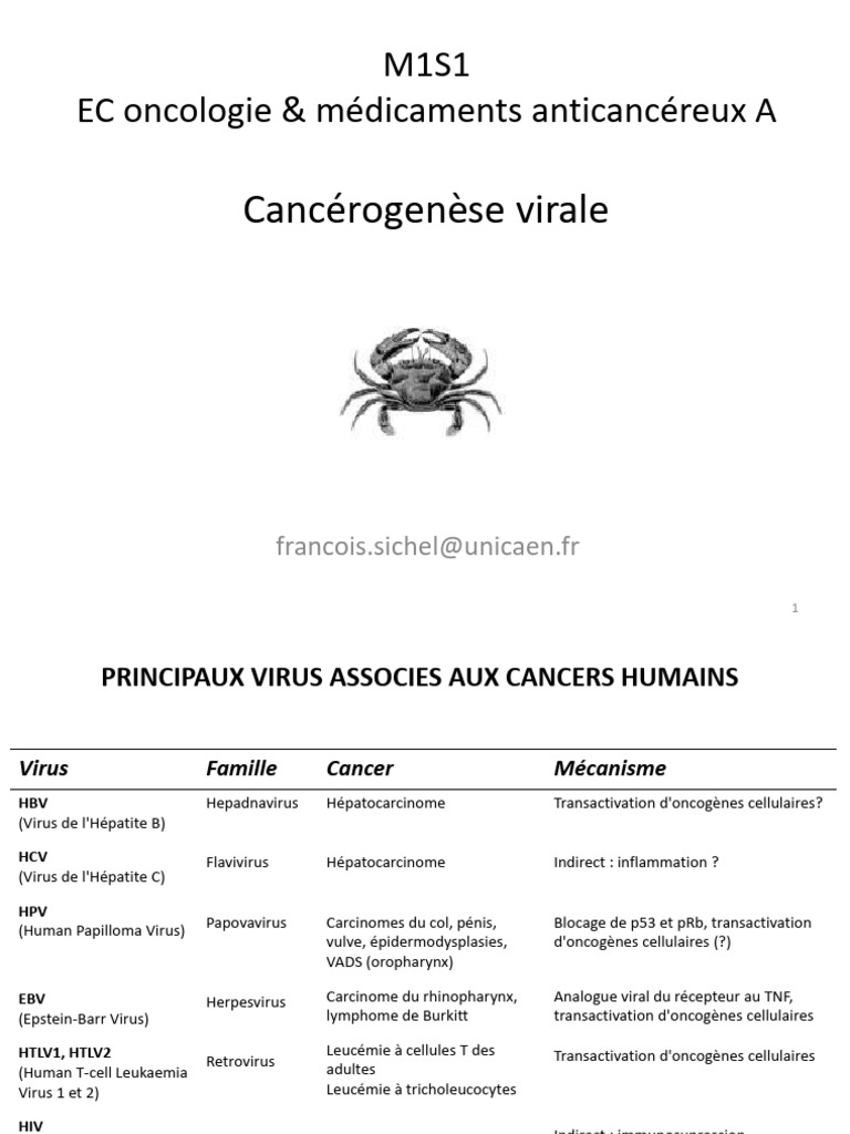 Virus et cancers : mécanismes d'oncogenèse | PDF | Oncogène ...