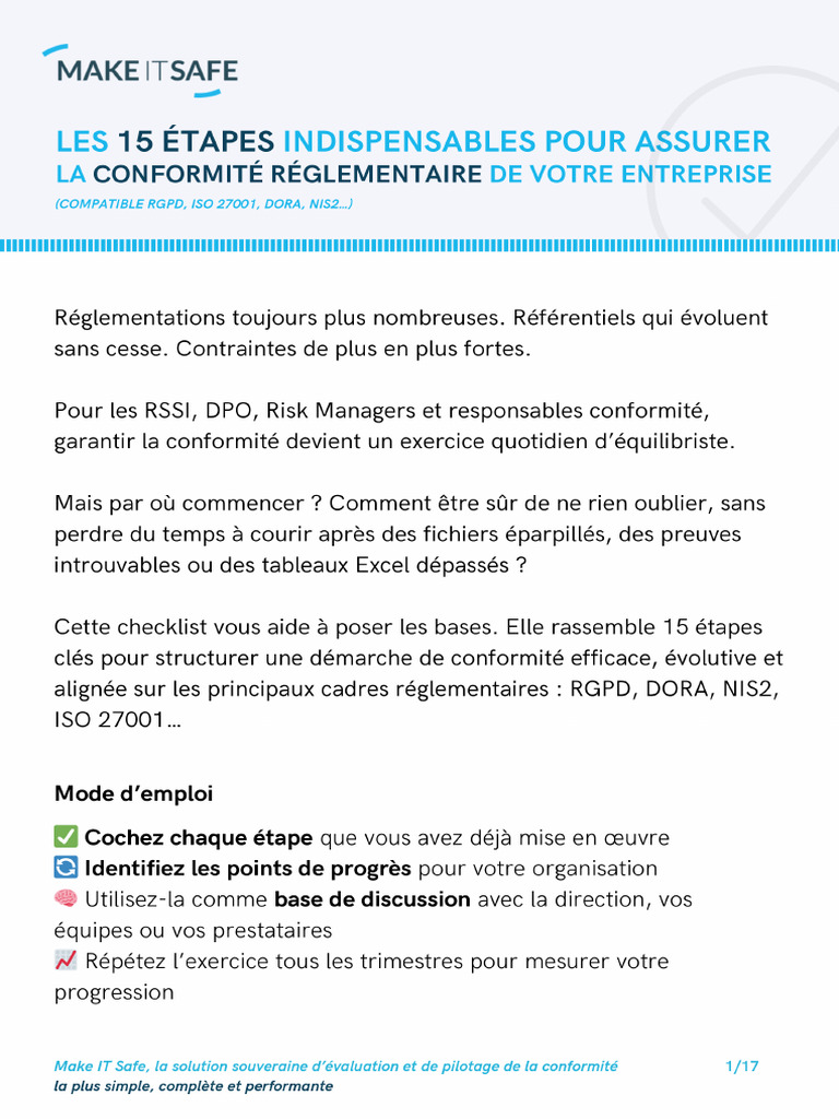 Checklist Etapes Conformite Entreprise | PDF