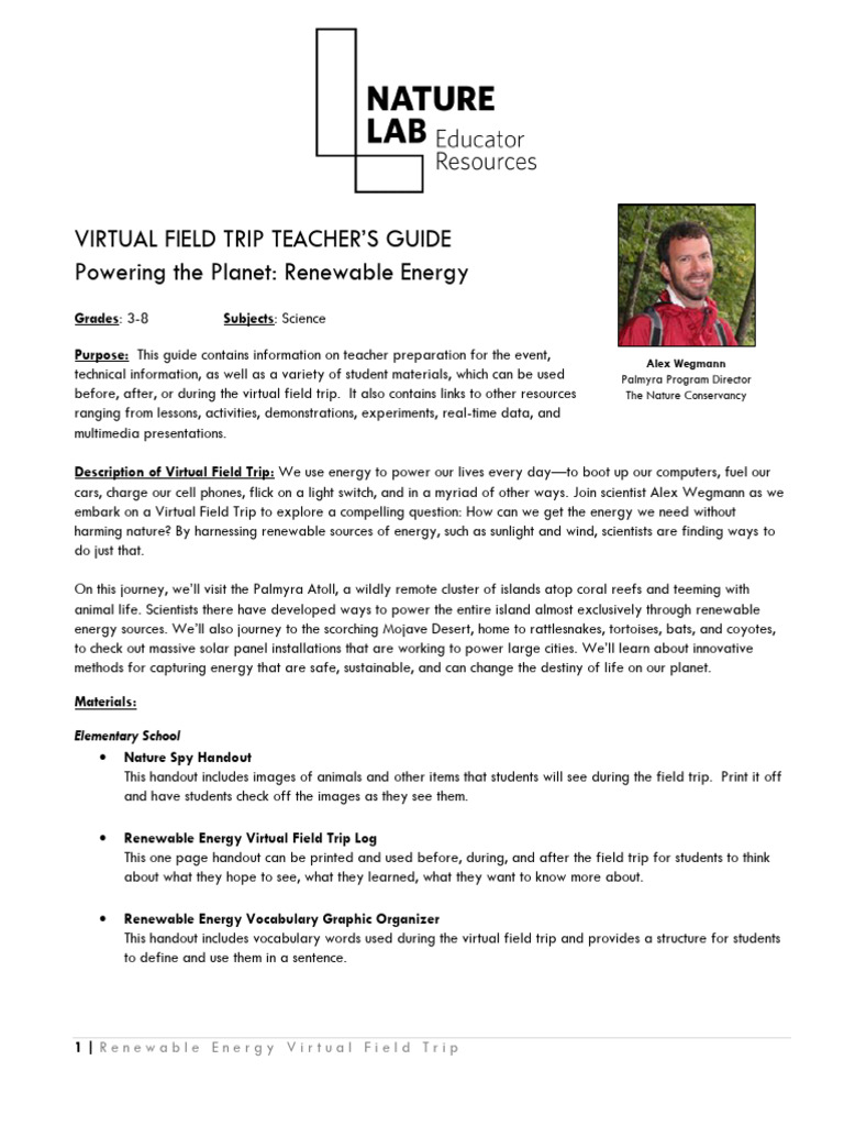 Renewable Energy Virtual Field Trip Guide | PDF | Greenhouse Effect ...