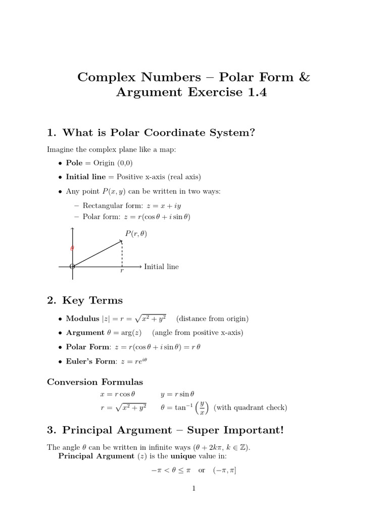 Polar Form of Complex Numbers Explained | PDF | Coordinate System ...