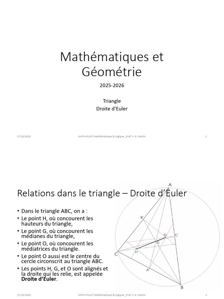 Droite d'Euler dans le triangle ABC | PDF
