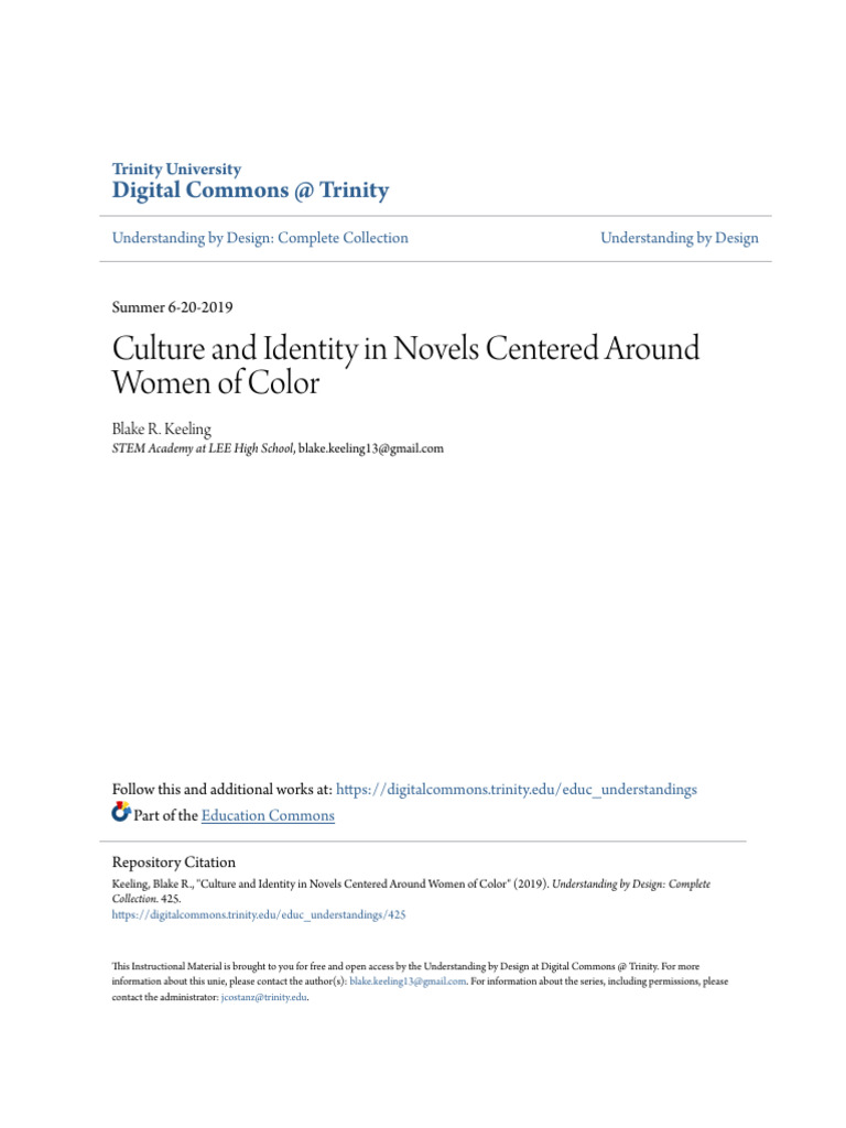 Culture and Identity in Novels Centered Around Women of Color | PDF ...