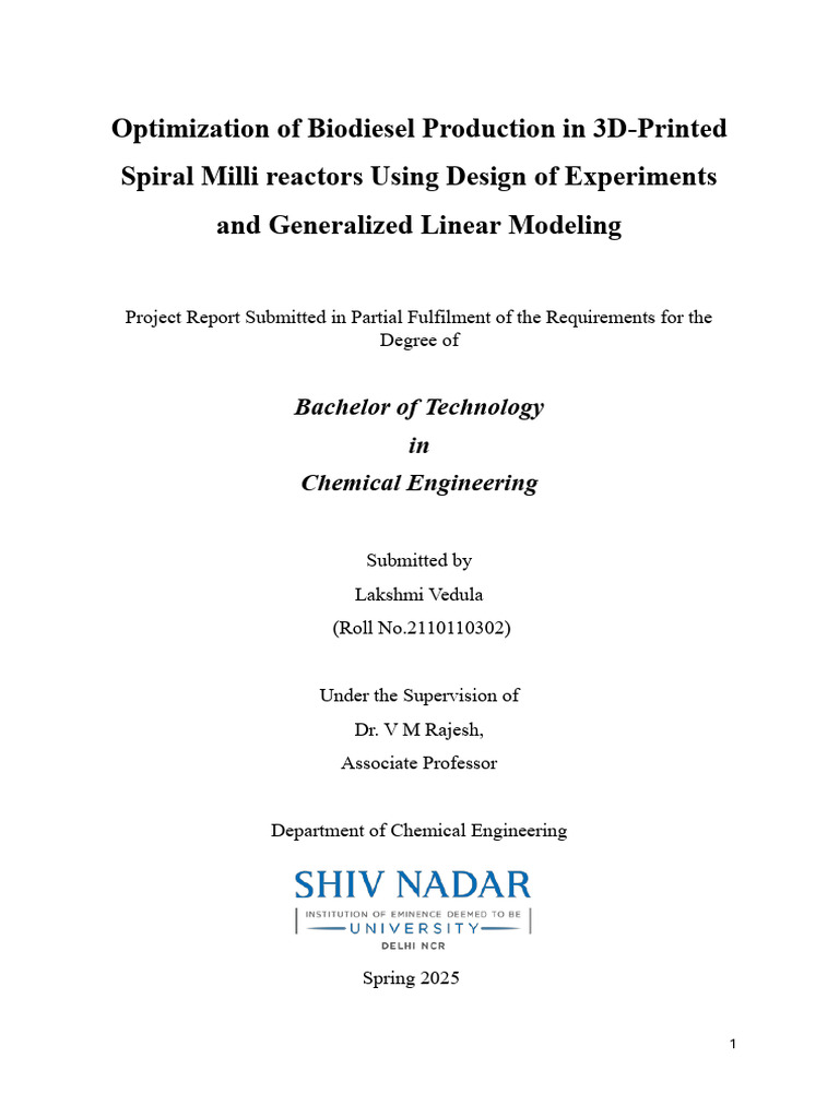 Optimizing Biodiesel in 3D-Printed Reactors | PDF | Biodiesel ...