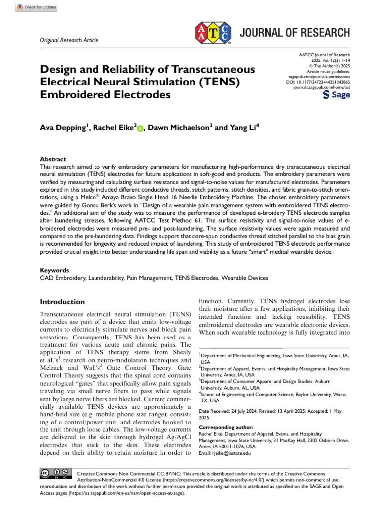 Depping Et Al 2025 Design and Reliability of Transcutaneous Electrical ...