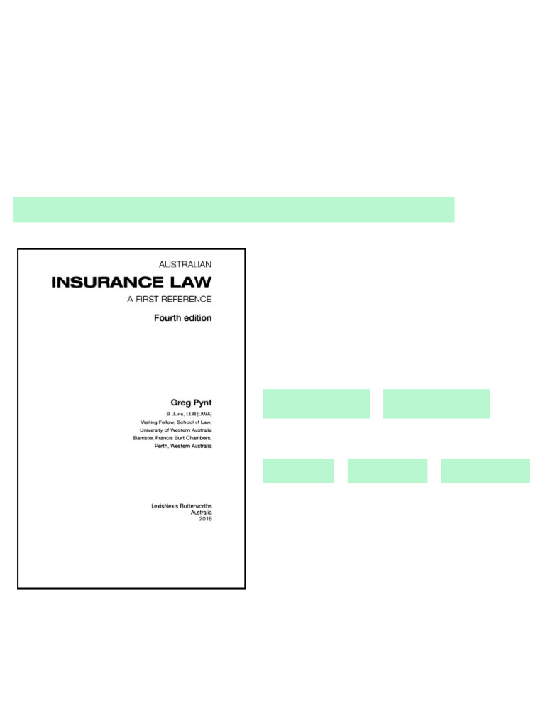 Australian Insurance Law A First Reference 4th Edition Edition Gregory ...