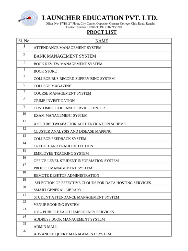 Comprehensive Project List Overview | PDF | Computing