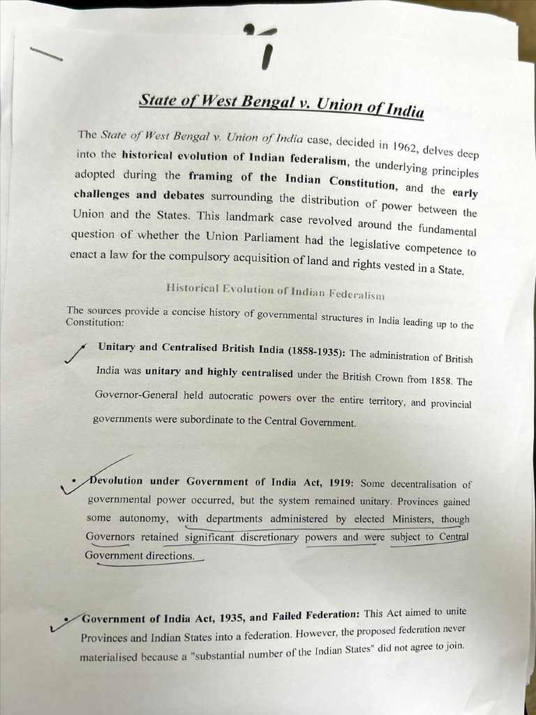 State of WB Vs UOI Including Problem Based Question and Answer | PDF
