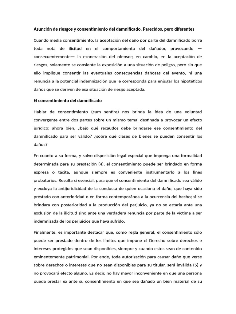 Calvo Costa, Carlos A - Asunción de Riesgos y Consentimiento Del ...