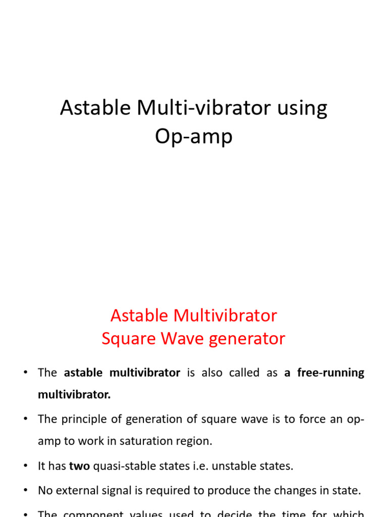 Astable Multivibrator with Op-Amp Guide | PDF