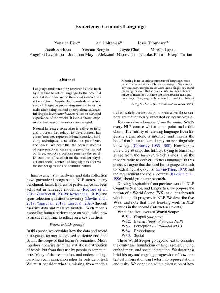 Grounding Language in Contextual Understanding | PDF | Applied ...