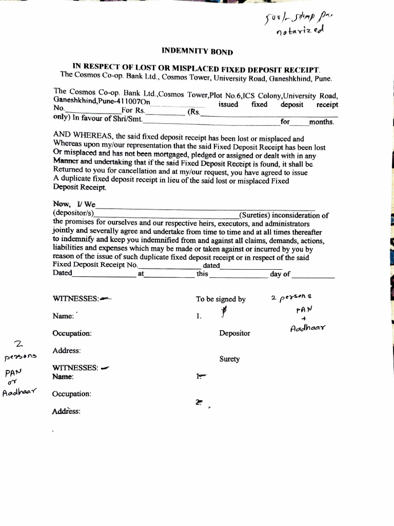 Cosmos Indemnity Bond | PDF | Indemnity | Civil Law (Legal System)