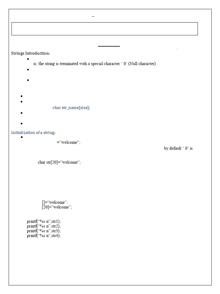 UNIT 4 Part 2 Strings | PDF | Pointer (Computer Programming) | String ...