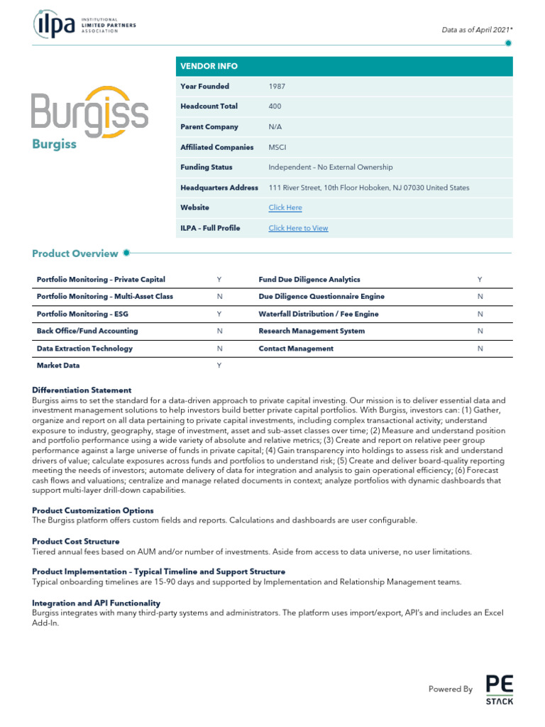 Burgiss Private Capital Solutions Overview | PDF | Valuation (Finance ...