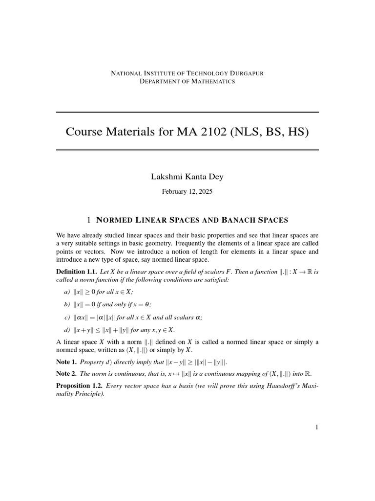 Normed Linear Spaces Overview | PDF | Vector Space | Linear Map