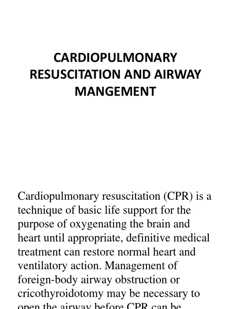 CPR Techniques and Airway Management | PDF | Cardiopulmonary ...