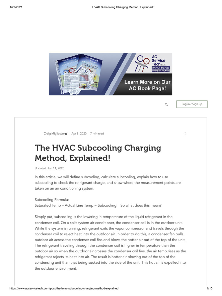 HVAC Subcooling Charging Method Guide | PDF | Air Conditioning | Heat ...