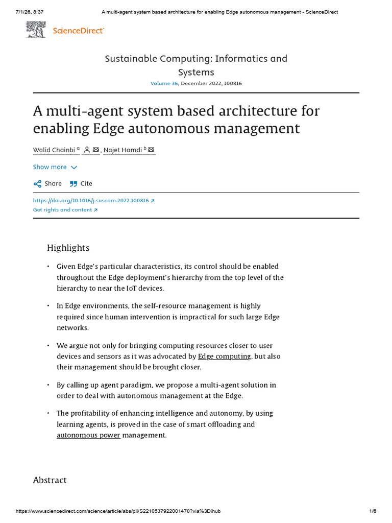 A Multi-Agent System Based Architecture For Enabling Edge Autonomous ...